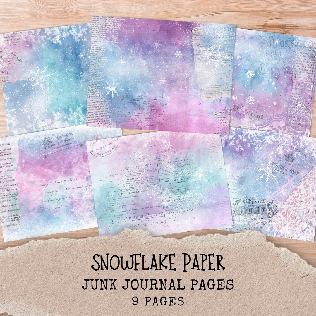 Grungy Pastel Snowflake Papers - Winter Christmas Junk Journal Backing ...