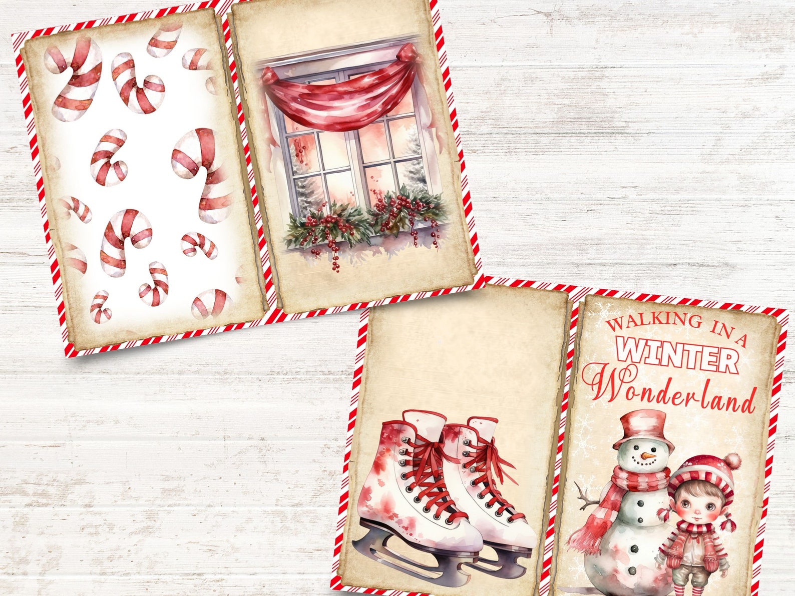 Christmas Junk Journal Kit - Peppermint Candy Cane Digital Scrapbook ...