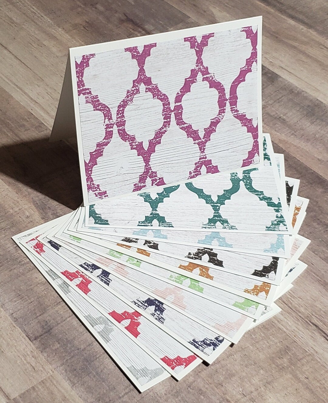 10 Note Cards With Envelopes - Note Card Set - Distressed Painted Wood ...