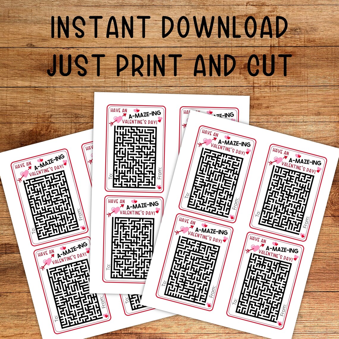 Printable Valentine Cards for Kids Maze Instant Download - Etsy