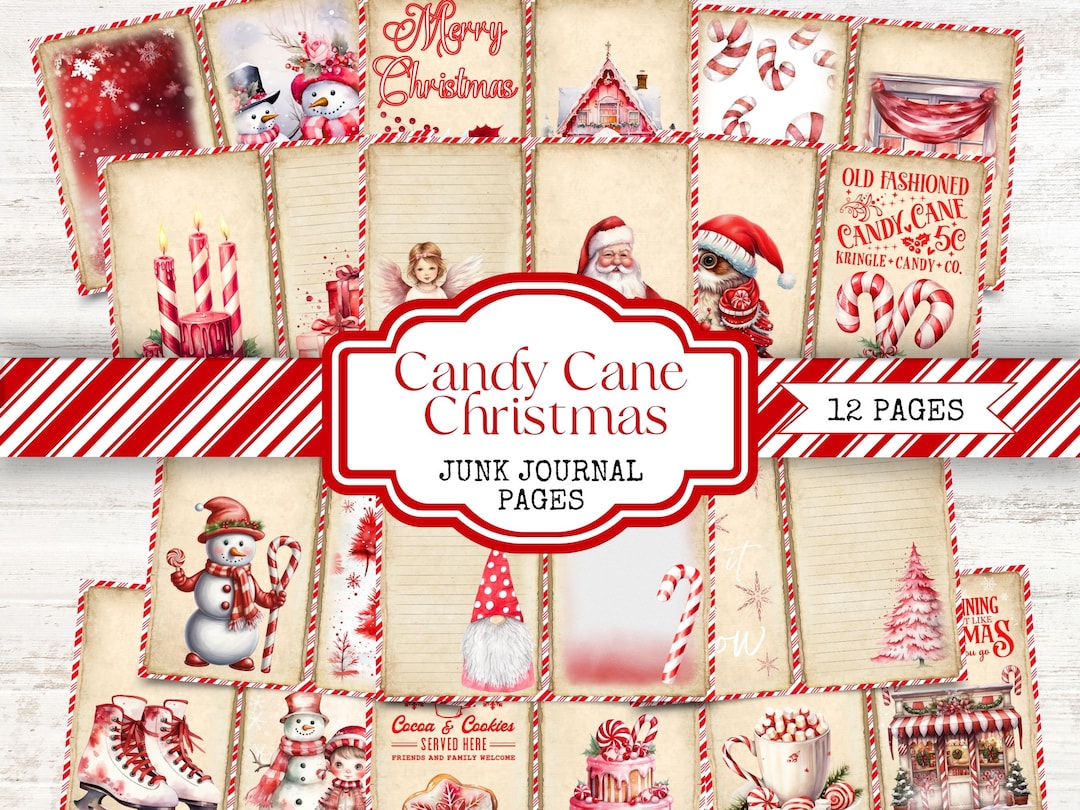 Christmas Junk Journal Kit - Peppermint Candy Cane Digital Scrapbook ...