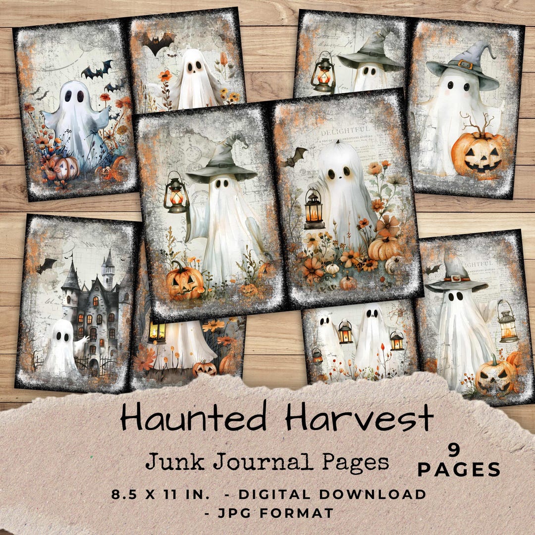 Ghost Junk Journal Pages - Grungy Printable Halloween Paper ...