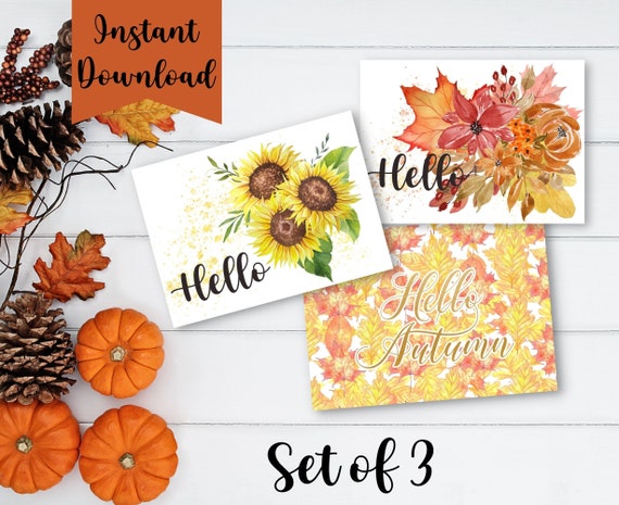 Printable Fall Note Card Set Instant Download 5x7 Blank - Etsy