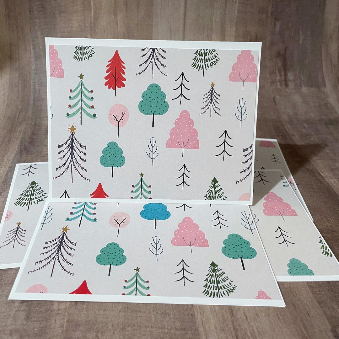 6 Christmas Tree Note Cards With Envelopes Set - Etsy