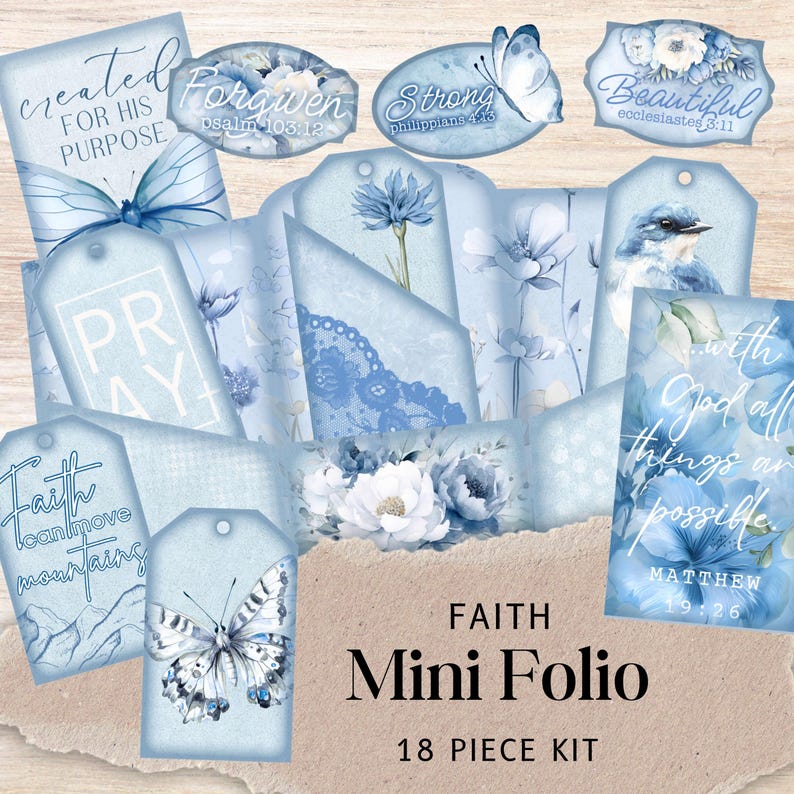 Faith Mini Folio Kit - Printable Christian Junk Journal Ephemera for ...