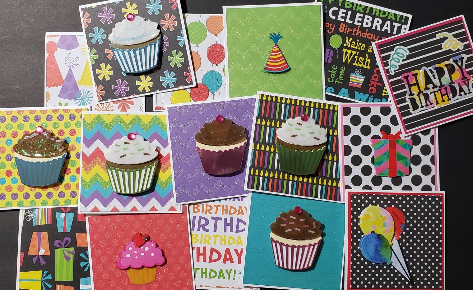16 Mini Birthday Cards 3x3 Birthday Note Card Set Birthday - Etsy