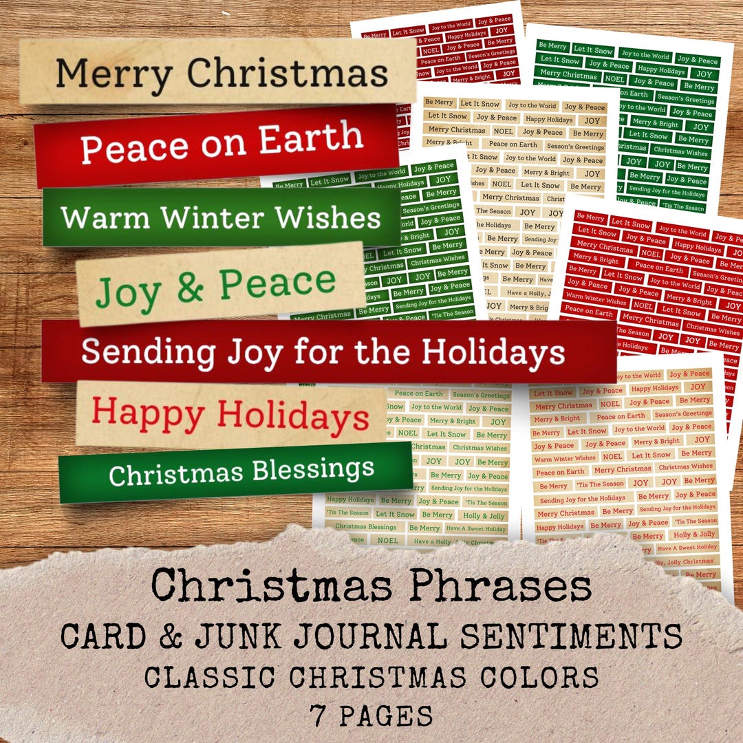 Christmas Sentiment Strips Printable - Holiday Phrases for Junk ...