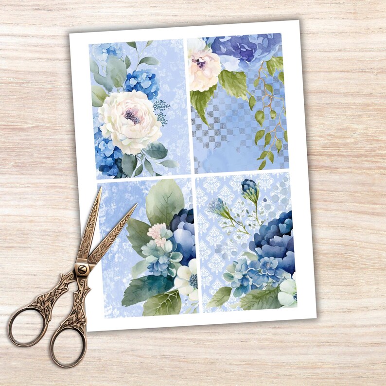 Blue Hydrangea Ephemera - Printable Floral Tags and Cards for Junk ...