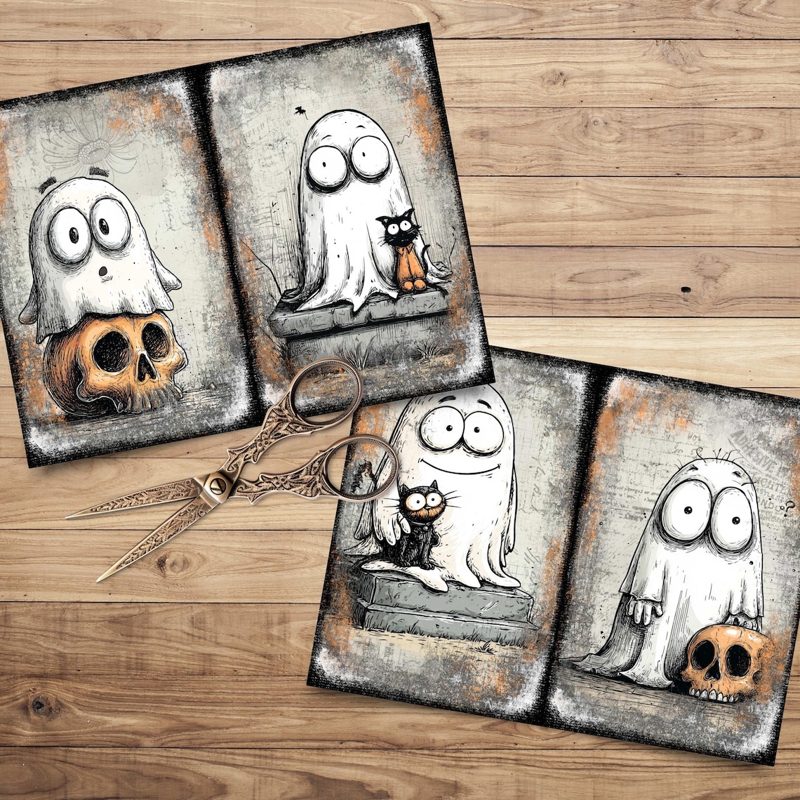 Whimsical Ghost Junk Journal Pages - Printable Halloween Paper ...