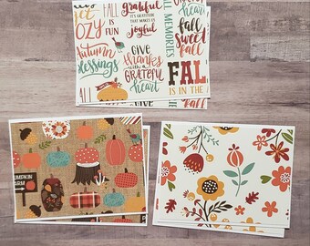 6 Note Cards With Envelopes Fall Note Cards Pretty Autumn Stationery ...