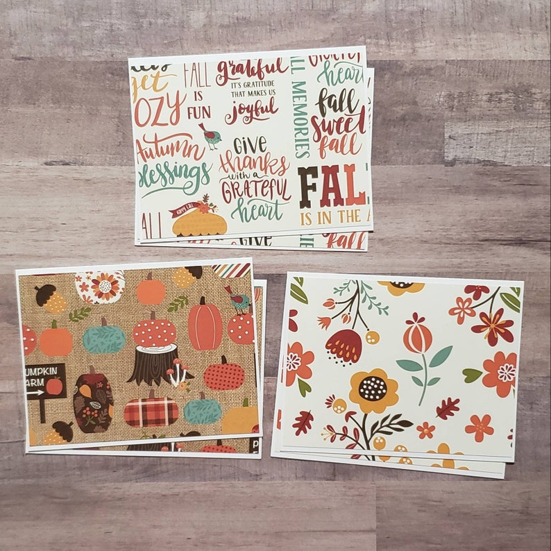 6 Note Cards With Envelopes Fall Note Cards Pretty Autumn - Etsy
