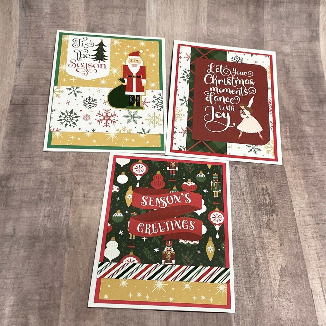 Nutcracker Christmas Cards - Set of 3 - Festive Handmade Holiday Card ...