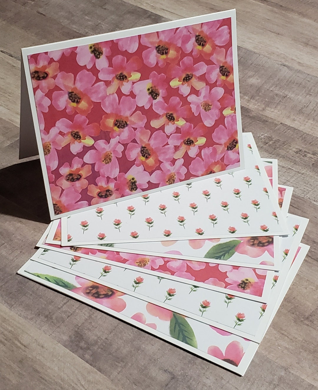 Note Cards With Envelopes 6 Pink Floral Note Cards Pretty Folded Note ...