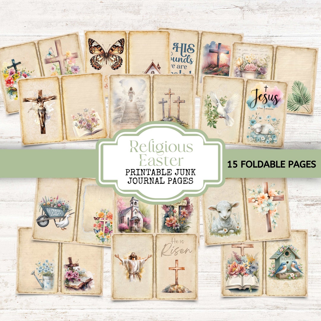 Easter Religious Junk Journal Kit - Christian Digital Scrapbook Paper ...