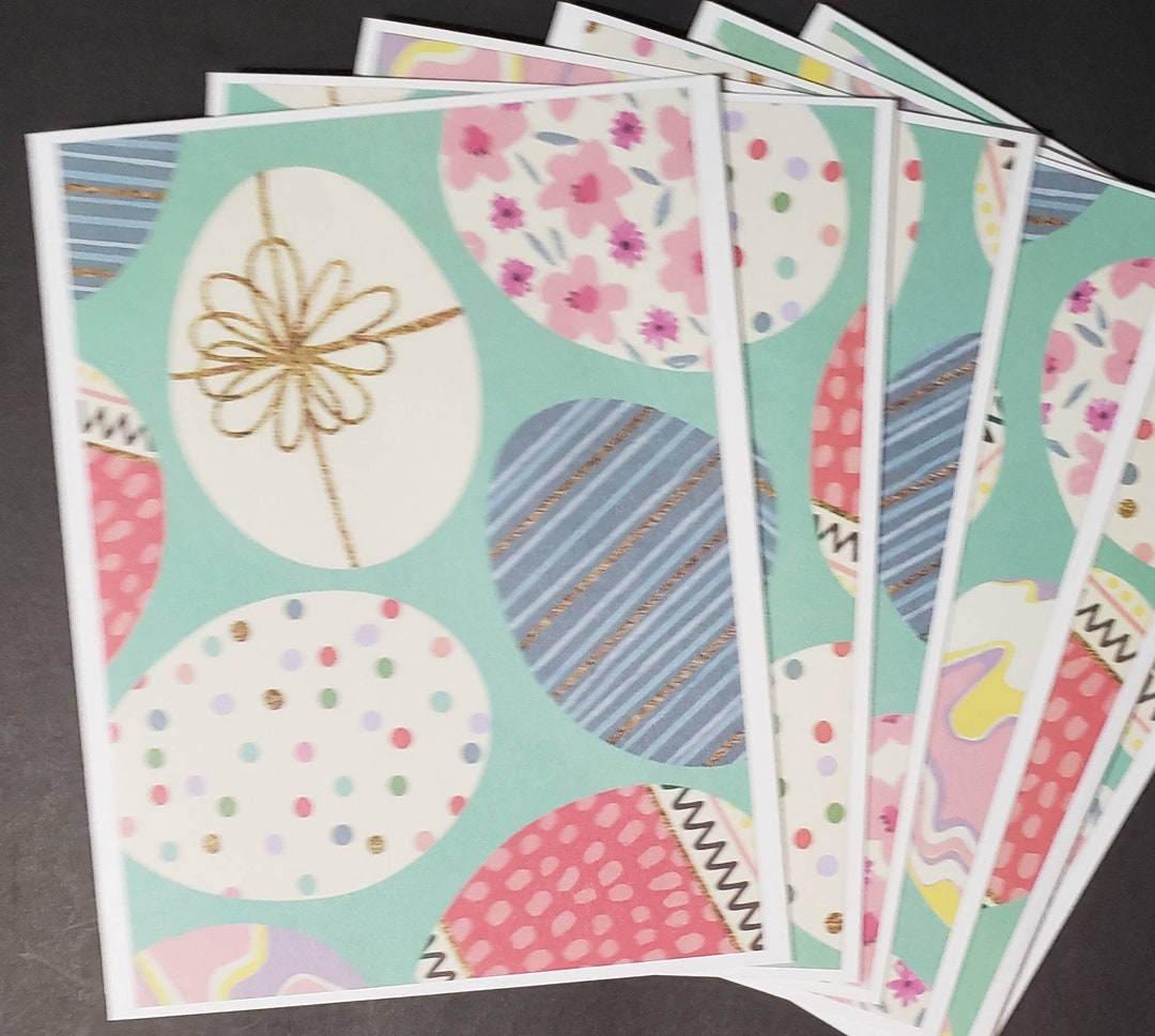 6 Note Cards With Envelopes - Easter Egg Folded Notecards - Blank Cards ...