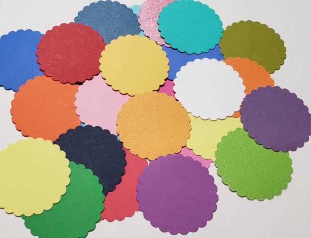 Circle Cut Outs - 25 Scalloped Circle Punches - 1.5 Inch Paper Circle ...