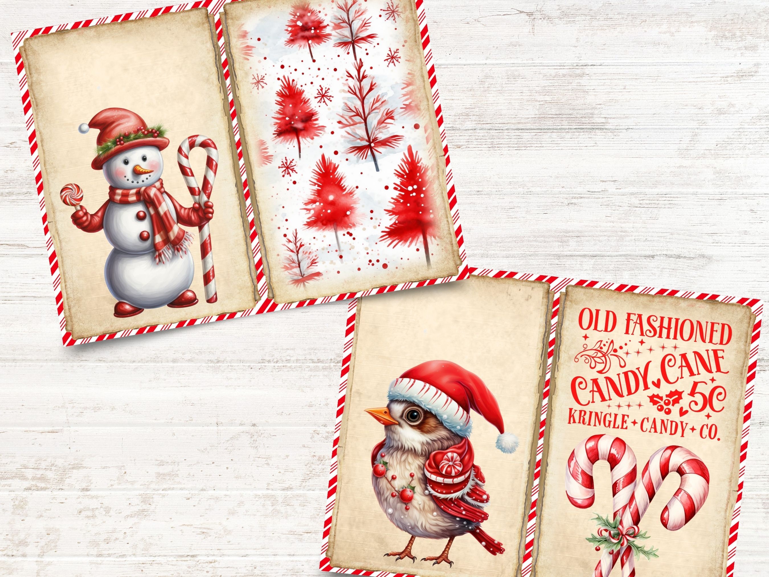 Christmas Junk Journal Kit - Peppermint Candy Cane Digital Scrapbook ...