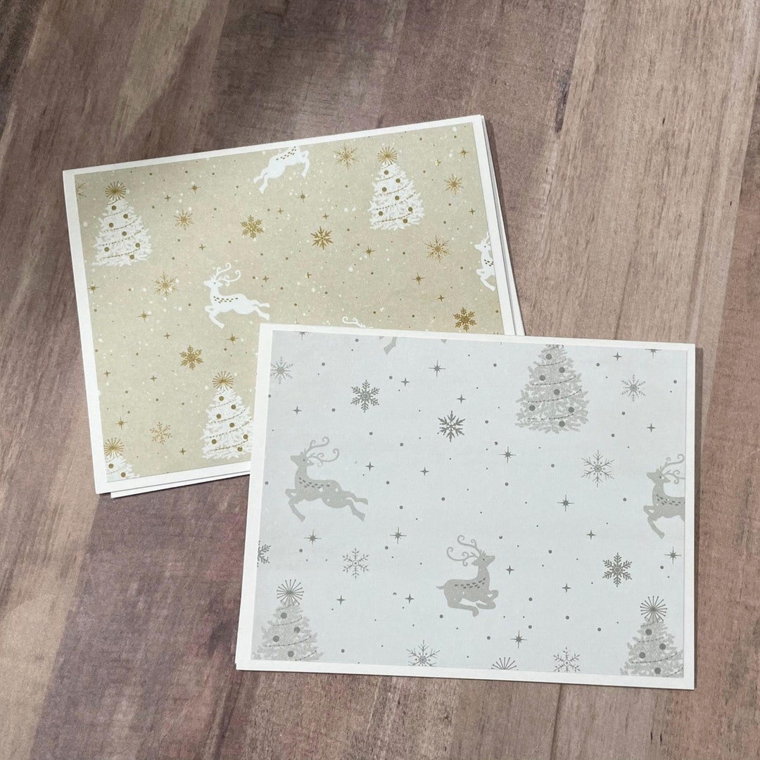 Winter Note Cards - 6 Silver and Gold Christmas Cards With Envelopes - Etsy