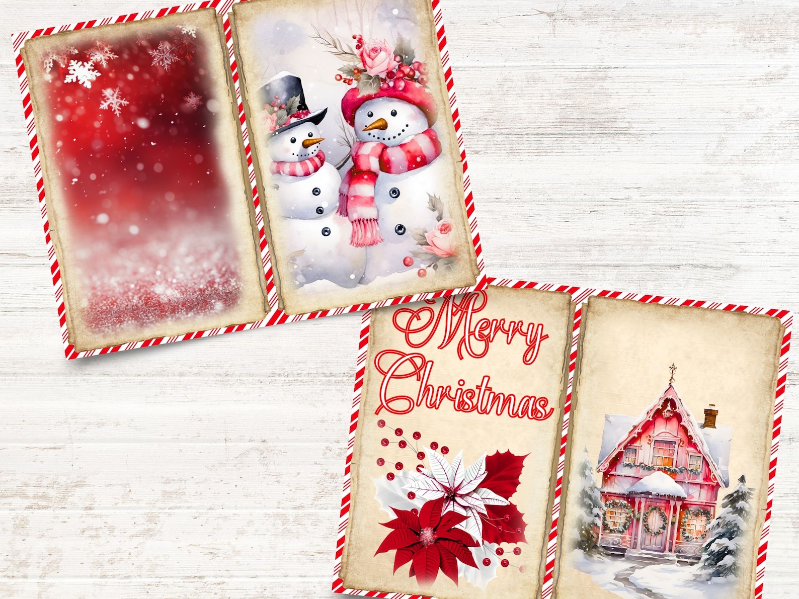 Christmas Junk Journal Kit - Peppermint Candy Cane Digital Scrapbook ...