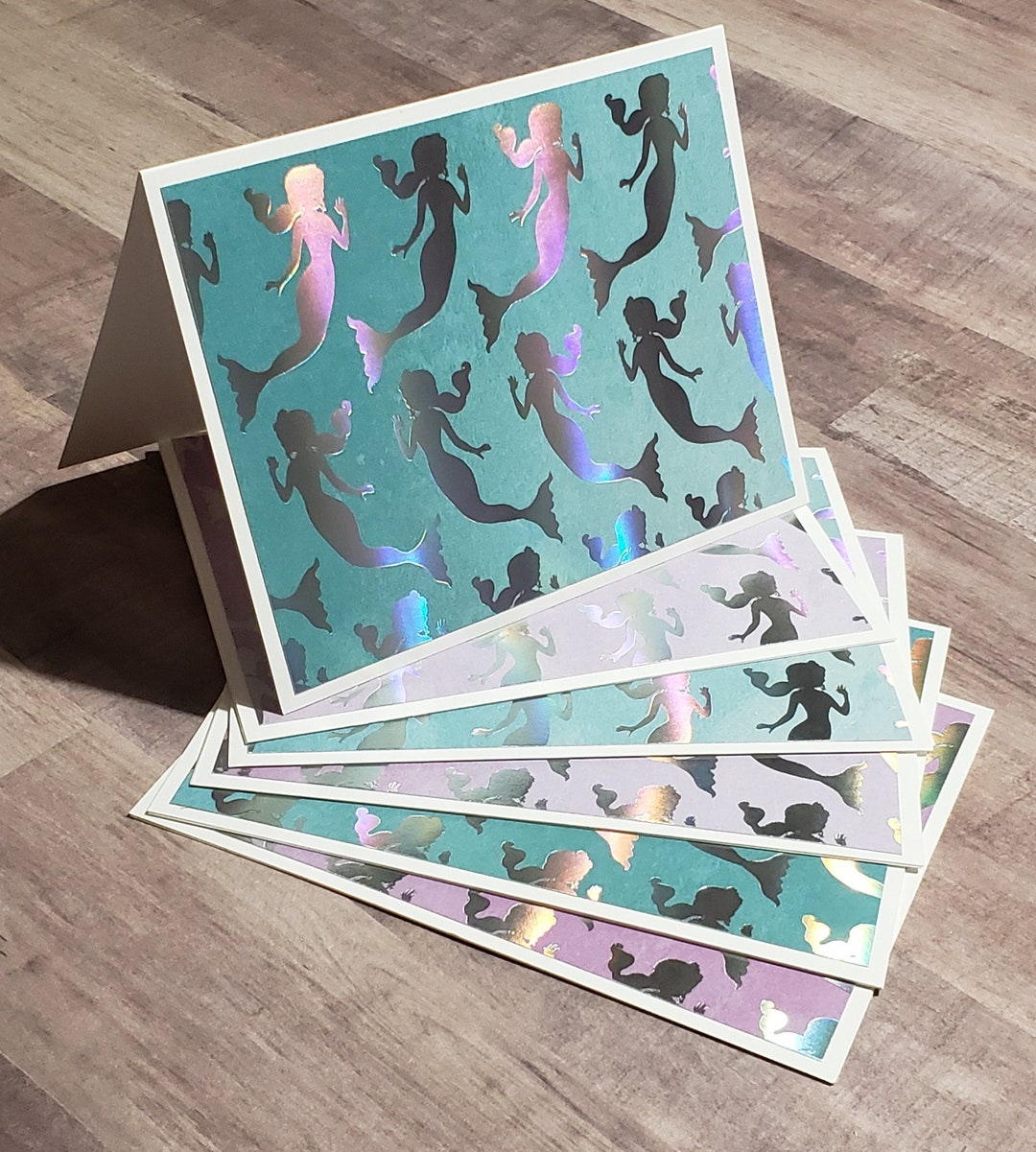 6 Note Cards With Envelopes - Mermaid Note Card Set - Etsy
