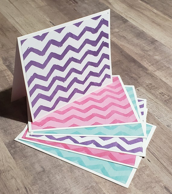 6 Note Cards With Envelopes Blank Geometric Folded | Etsy