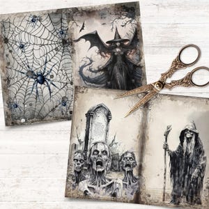 Spooky Junk Journal Kit - Creepy Gothic Halloween Paper - Printable ...