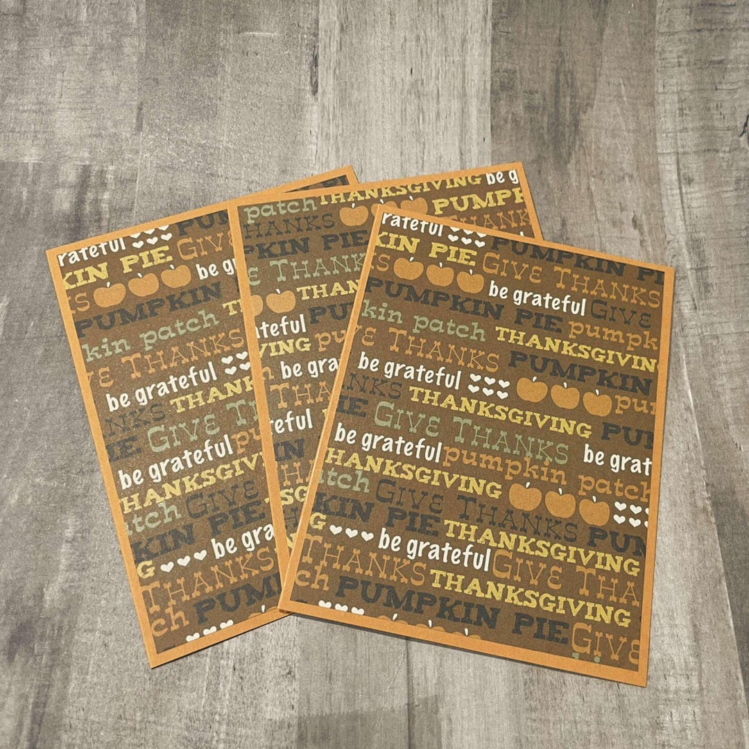 Fall Note Cards - 3 Thanksgiving Autumn Words Note Cards With Envelopes ...