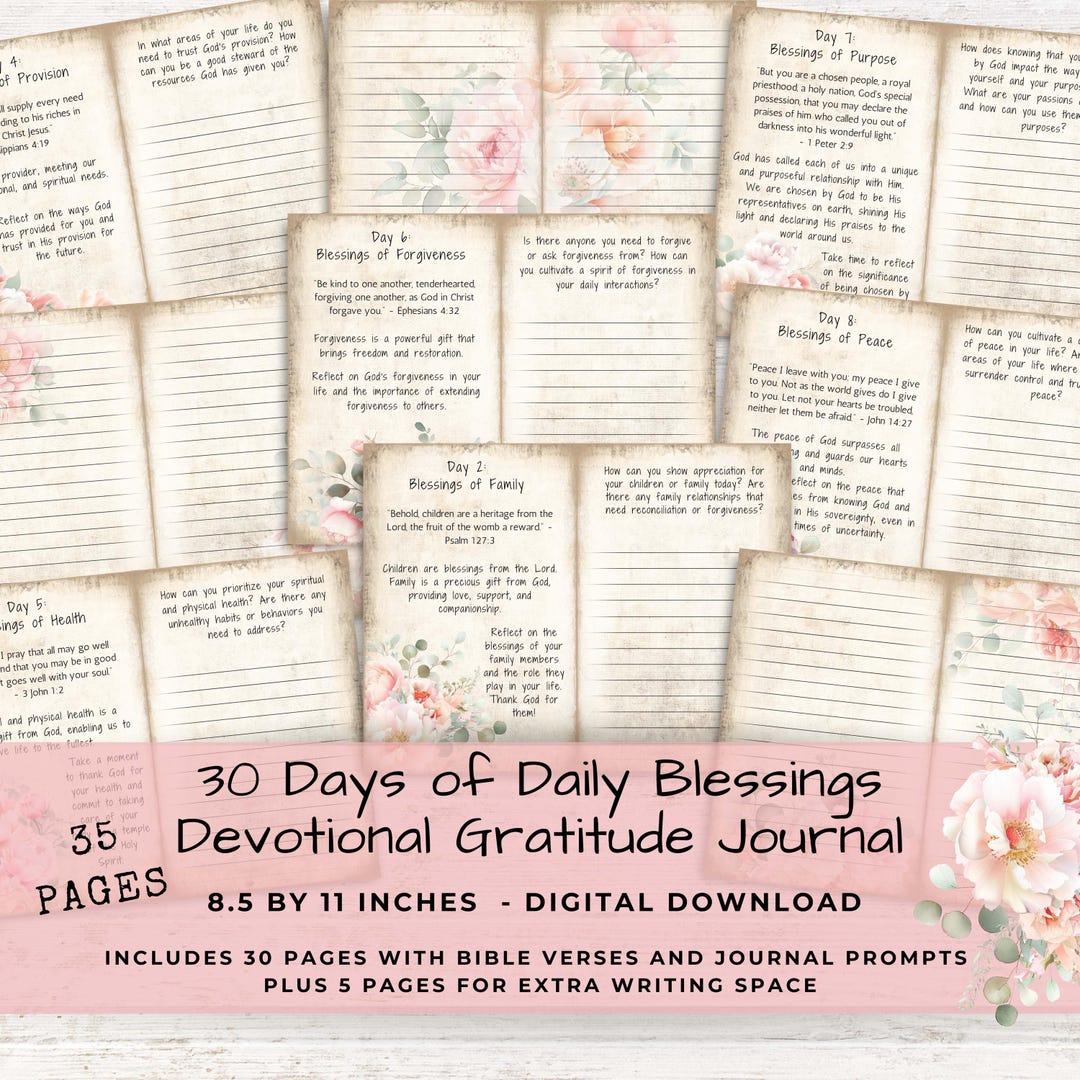 Devotional Gratitude Journal - 30 Days of Daily Blessings Bible Verse ...