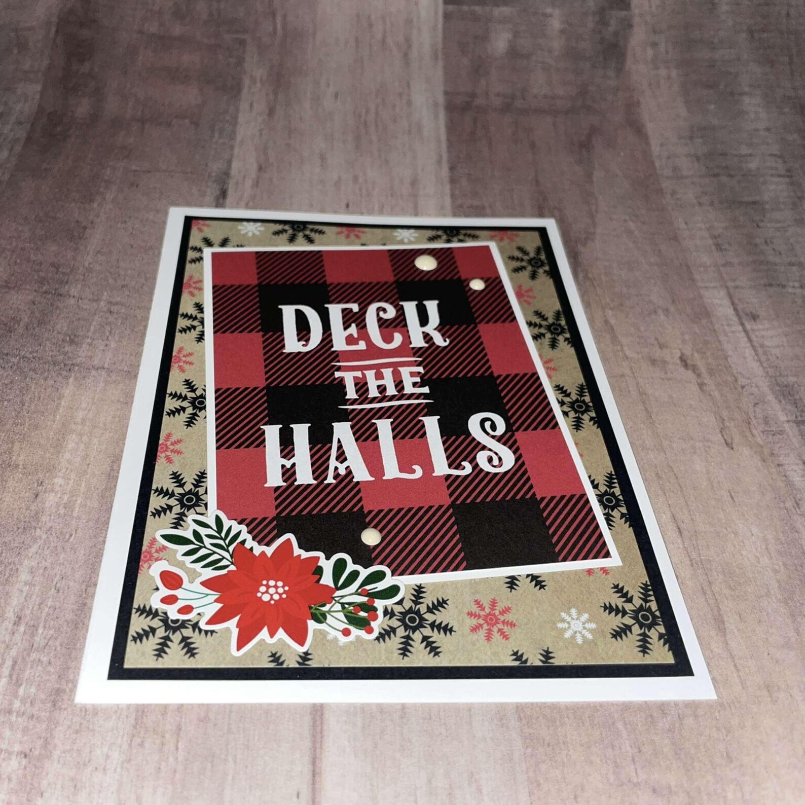 Farmhouse Christmas Cards Set - 4 Buffalo Plaid Handmade Greeting Cards ...