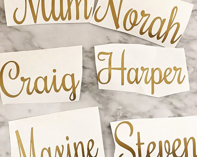 Gold name decal matte gold custom name gold script font | Etsy