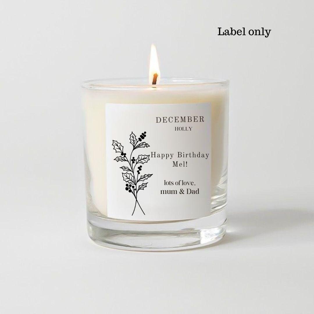 Birth Month Flower Candle Label: Personalized Birthday Gift Sticker - Etsy