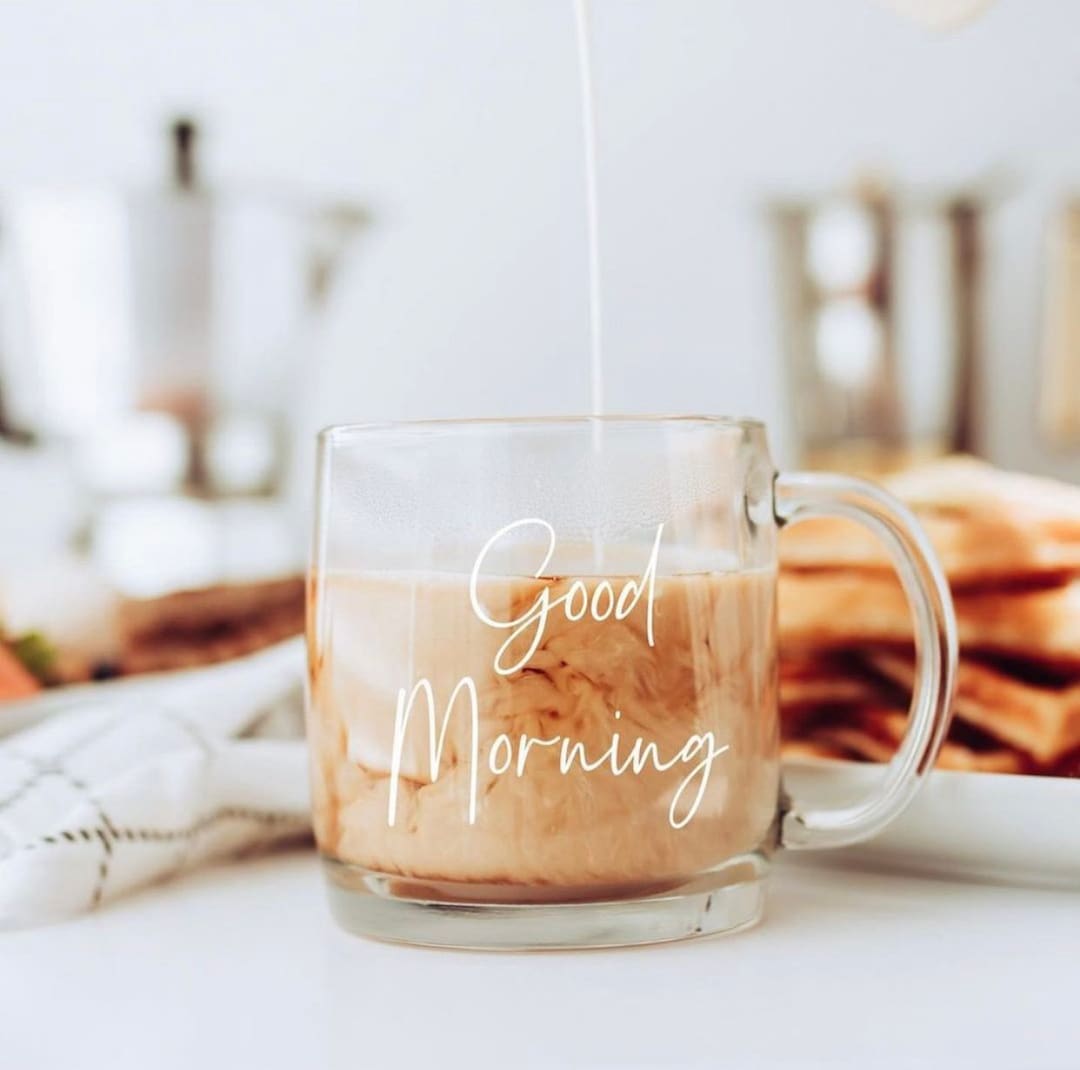 Good Morning Mug Labels , Custom Vinyl Labels, Spring Vinyl Stickers ...