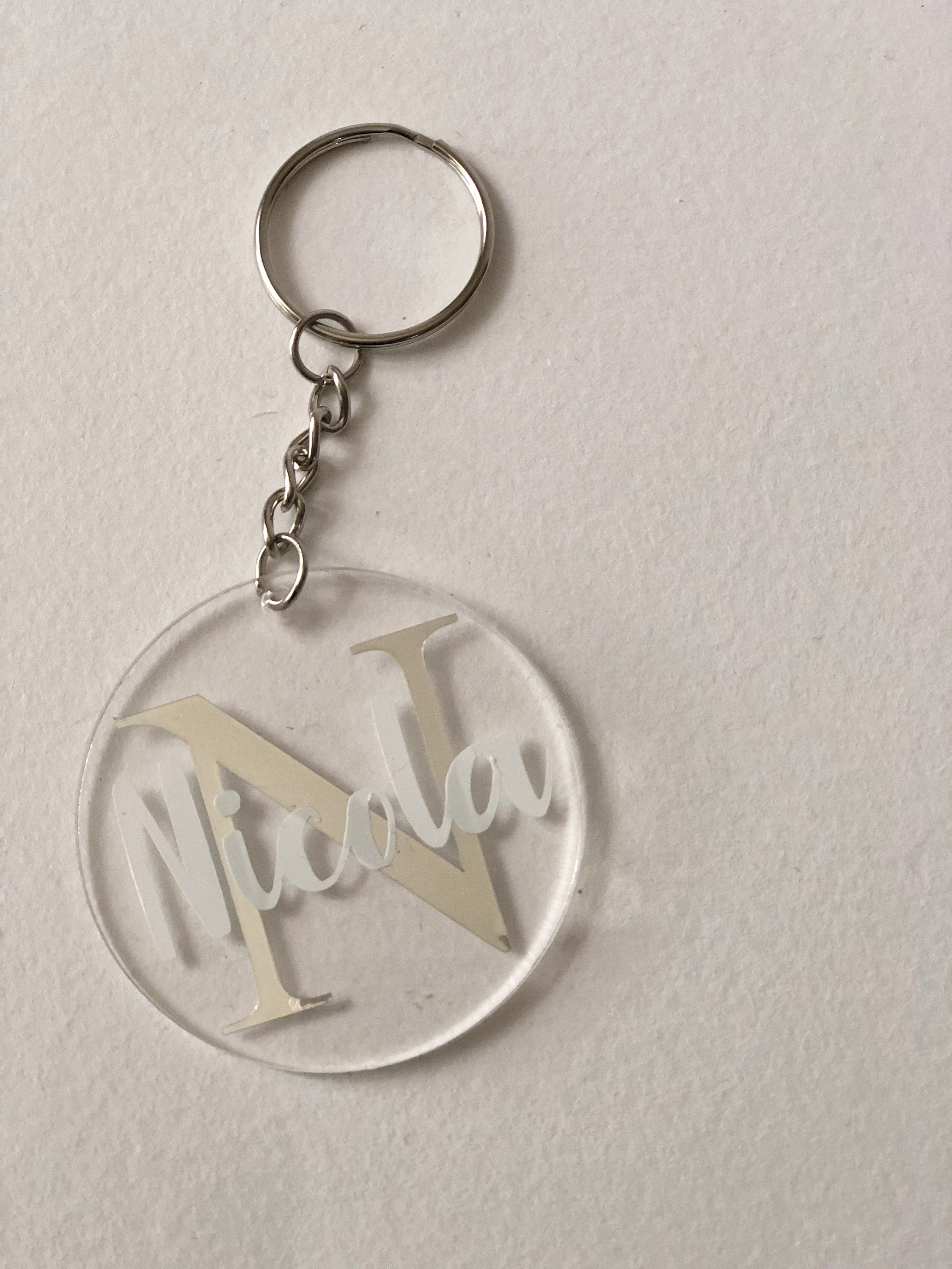 Personalized Acrylic Initial Keyring, Handmade Gift - Etsy