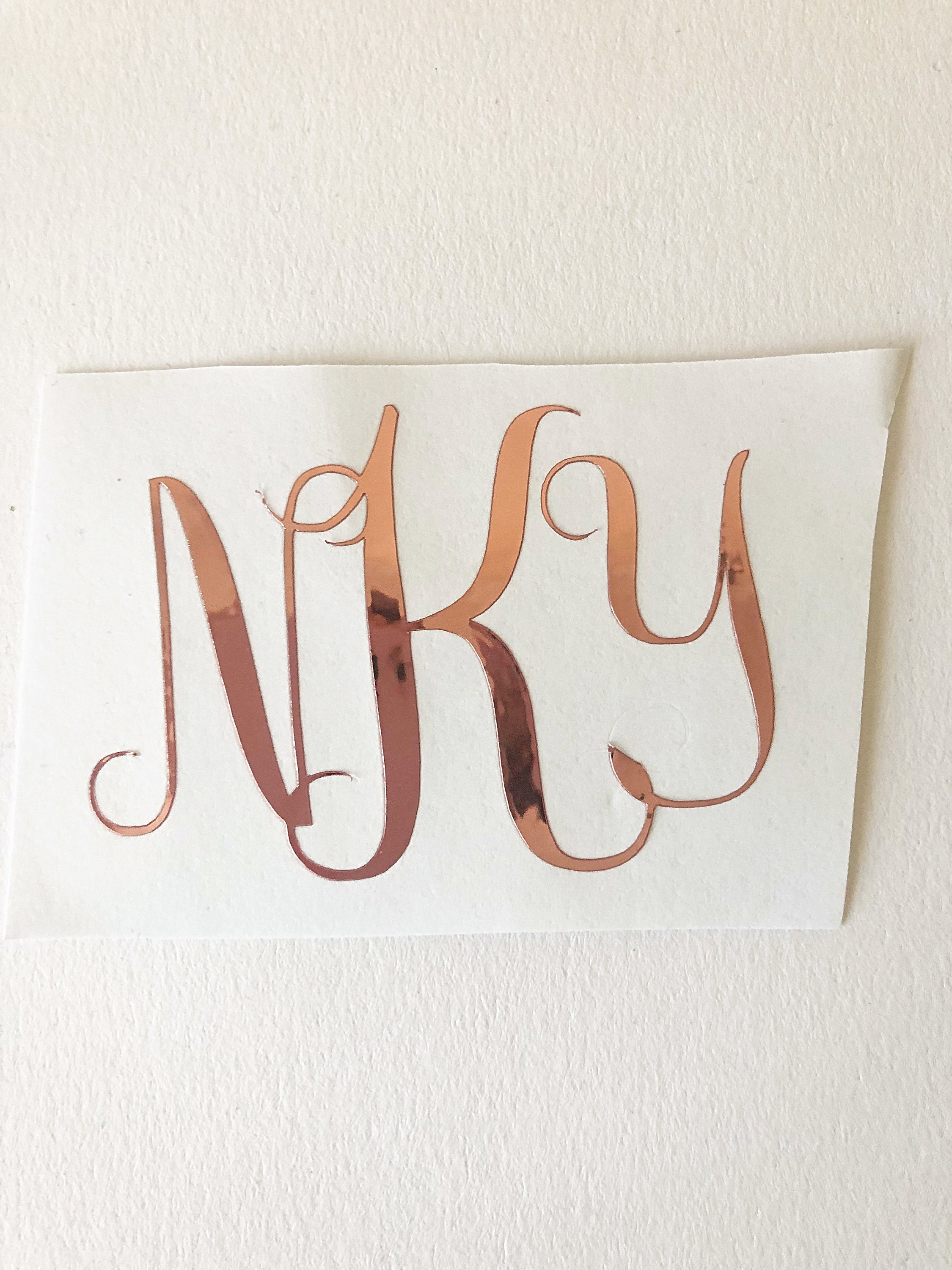 Monogram Name Decal Gold Foil Custom Name Rose Gold Script | Etsy