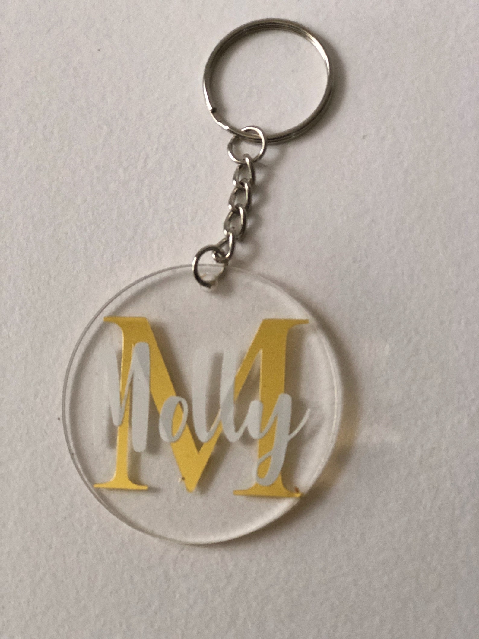 Personalized Acrylic Initial Keyring, Handmade Gift - Etsy