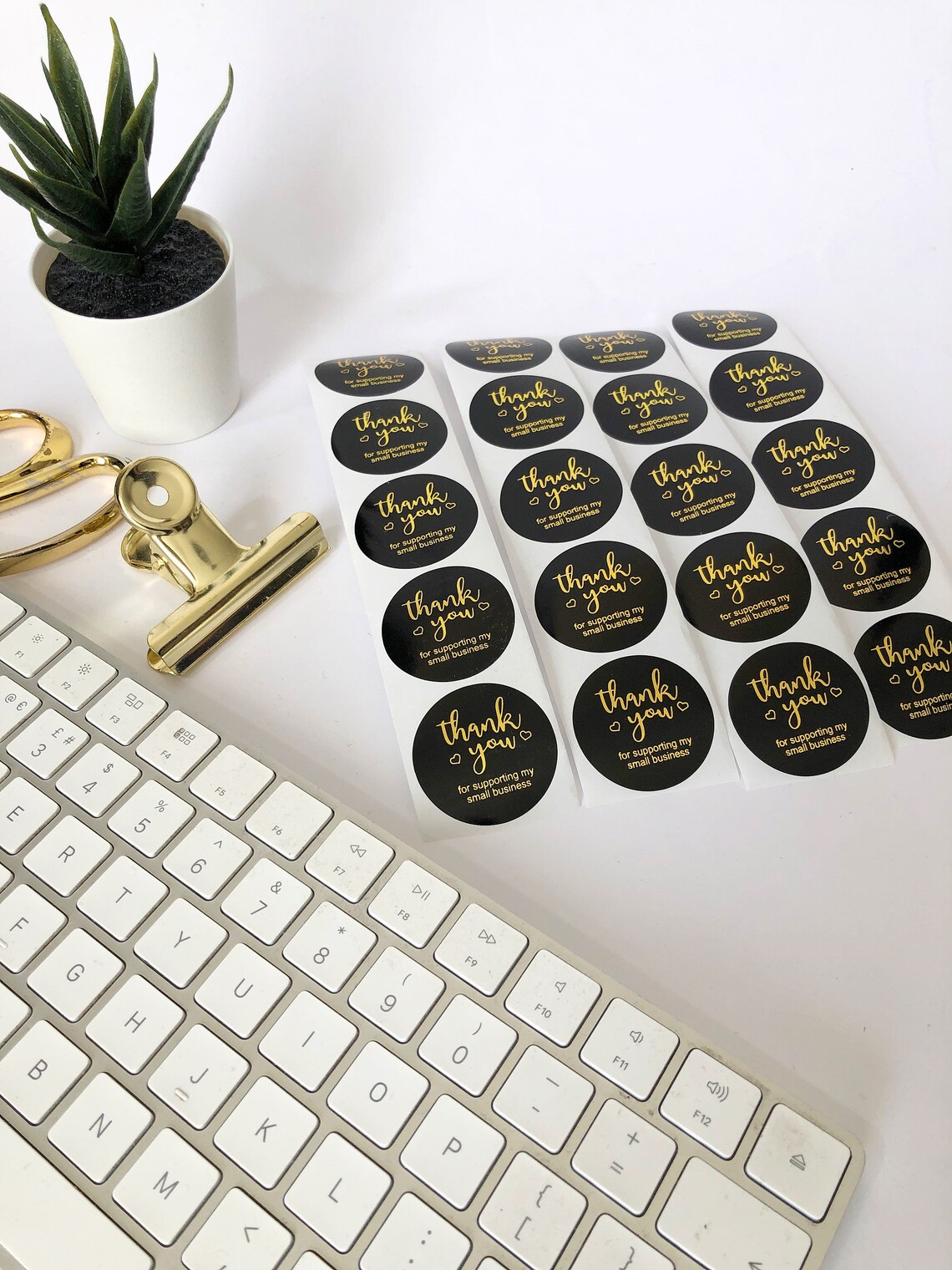 1.5 Inch Large Thank You Stickers Gold Foil and Black Business - Etsy