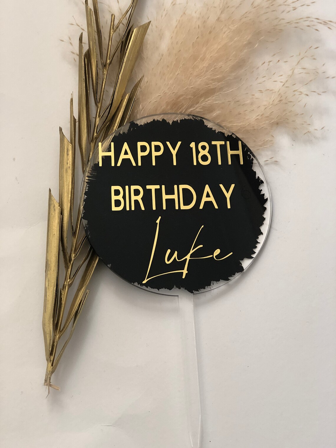 Acrylic Cake Topper Personalised Topper Brush Stroke Topper Cake Topper ...