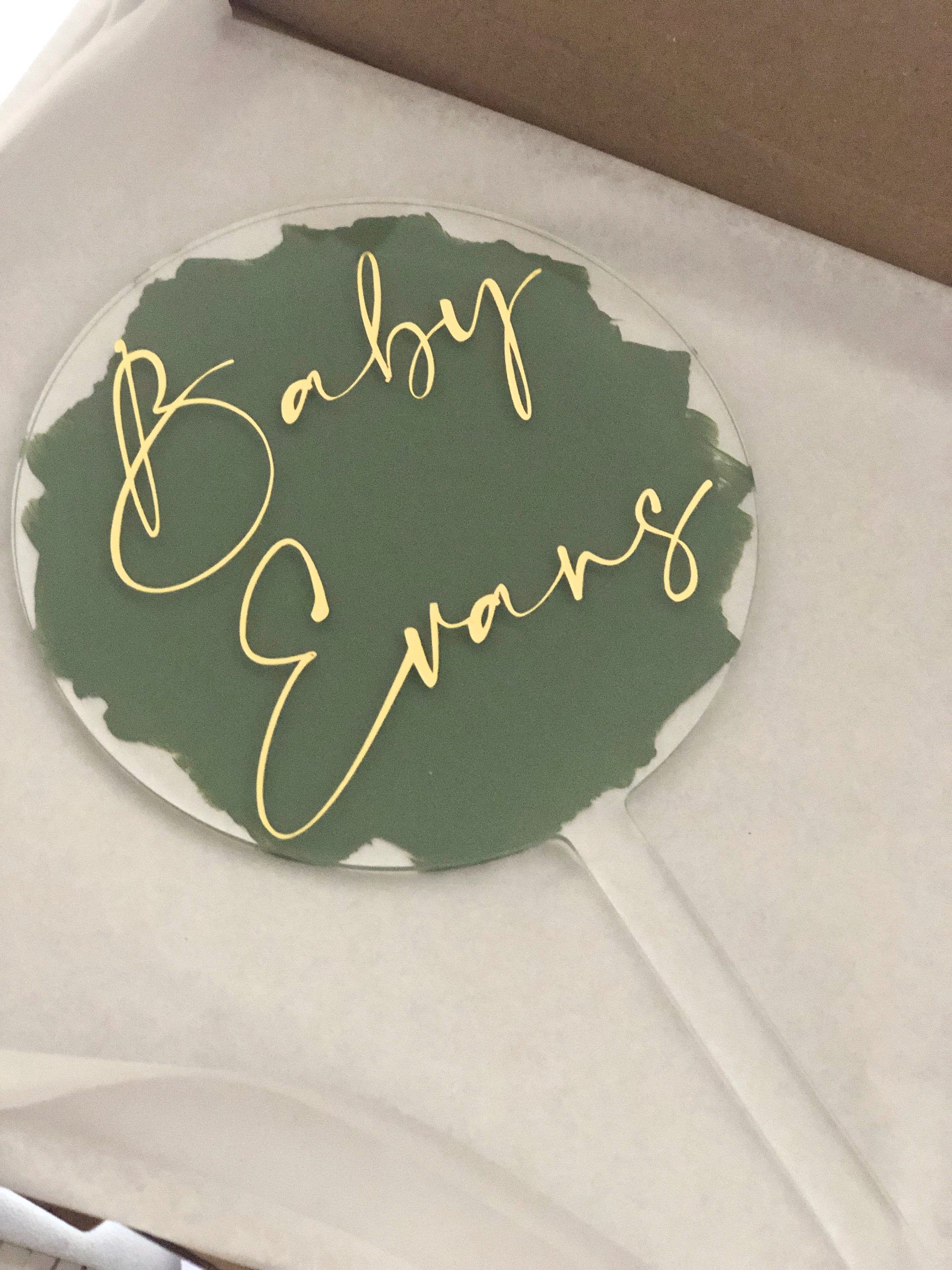 Acrylic Cake Topper Sage Green Cake Topper Baby Shower Cake - Etsy