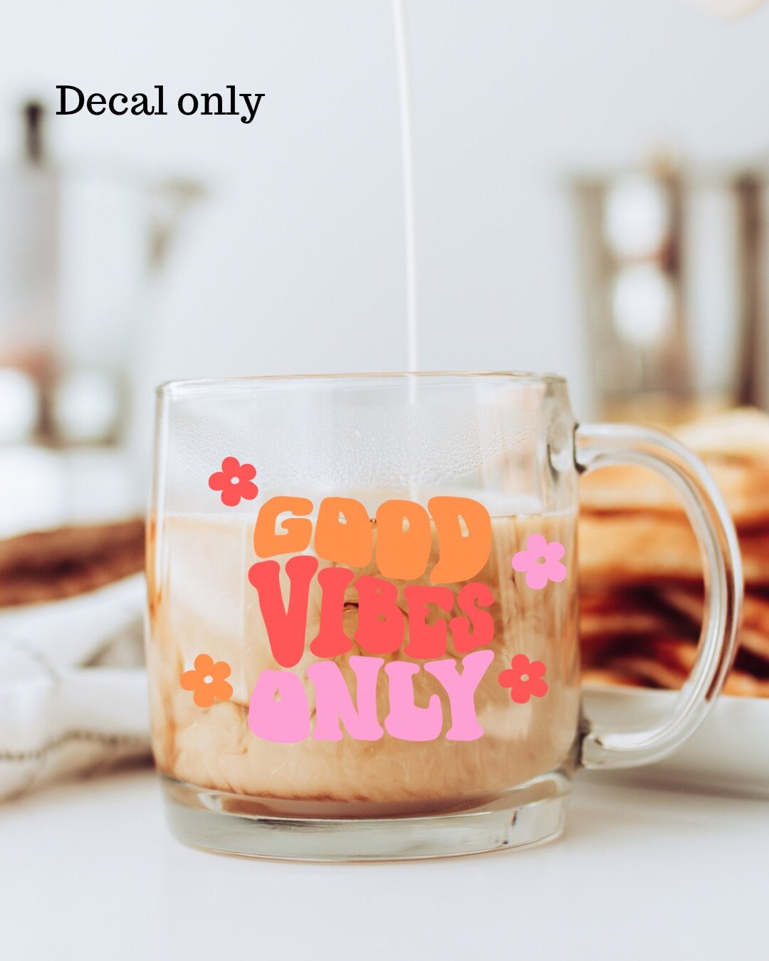Good Vibes Retro Mug Labels, Libbey Glass Decal, Custom Vinyl Labels ...