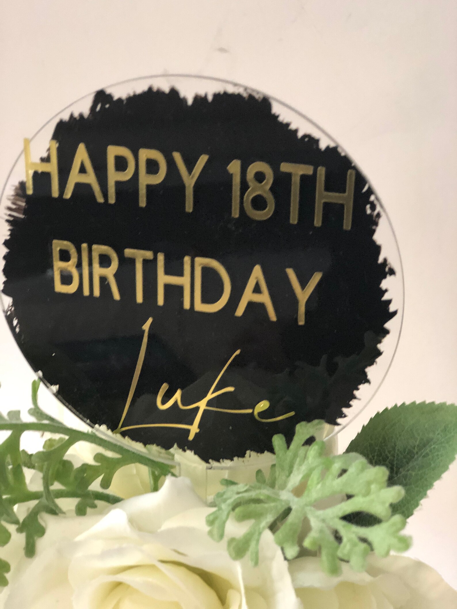 Acrylic Cake Topper Personalised Topper Brush Stroke Topper Cake Topper ...