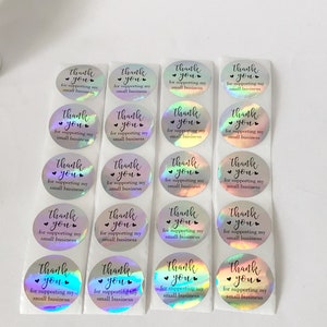 1.5 Inch Large Thank You Stickers Holographic Foil Business Stickers ...