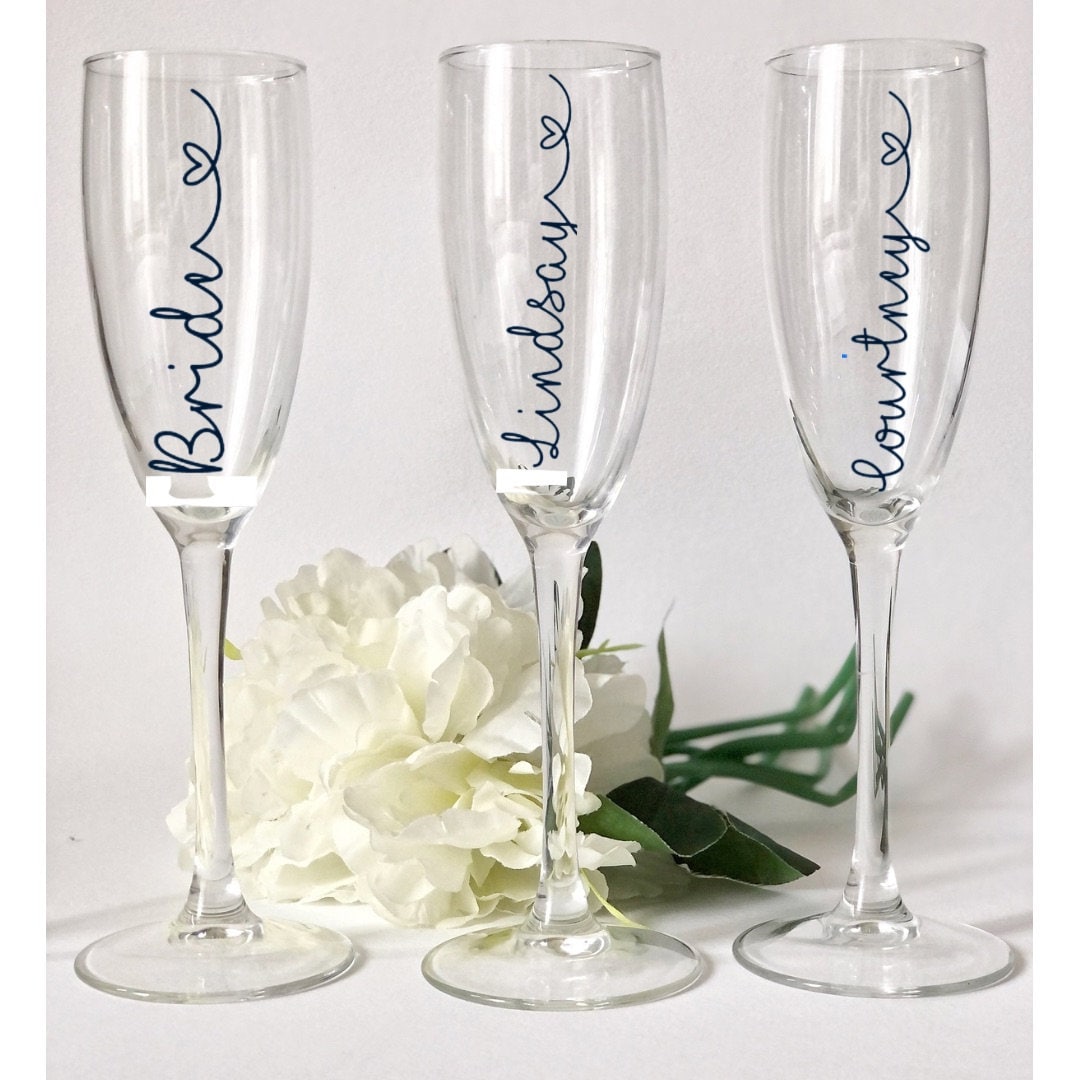 Champagne Flute Vinyl Decal Personalised Labels Bridesmaids Gift, Gift ...