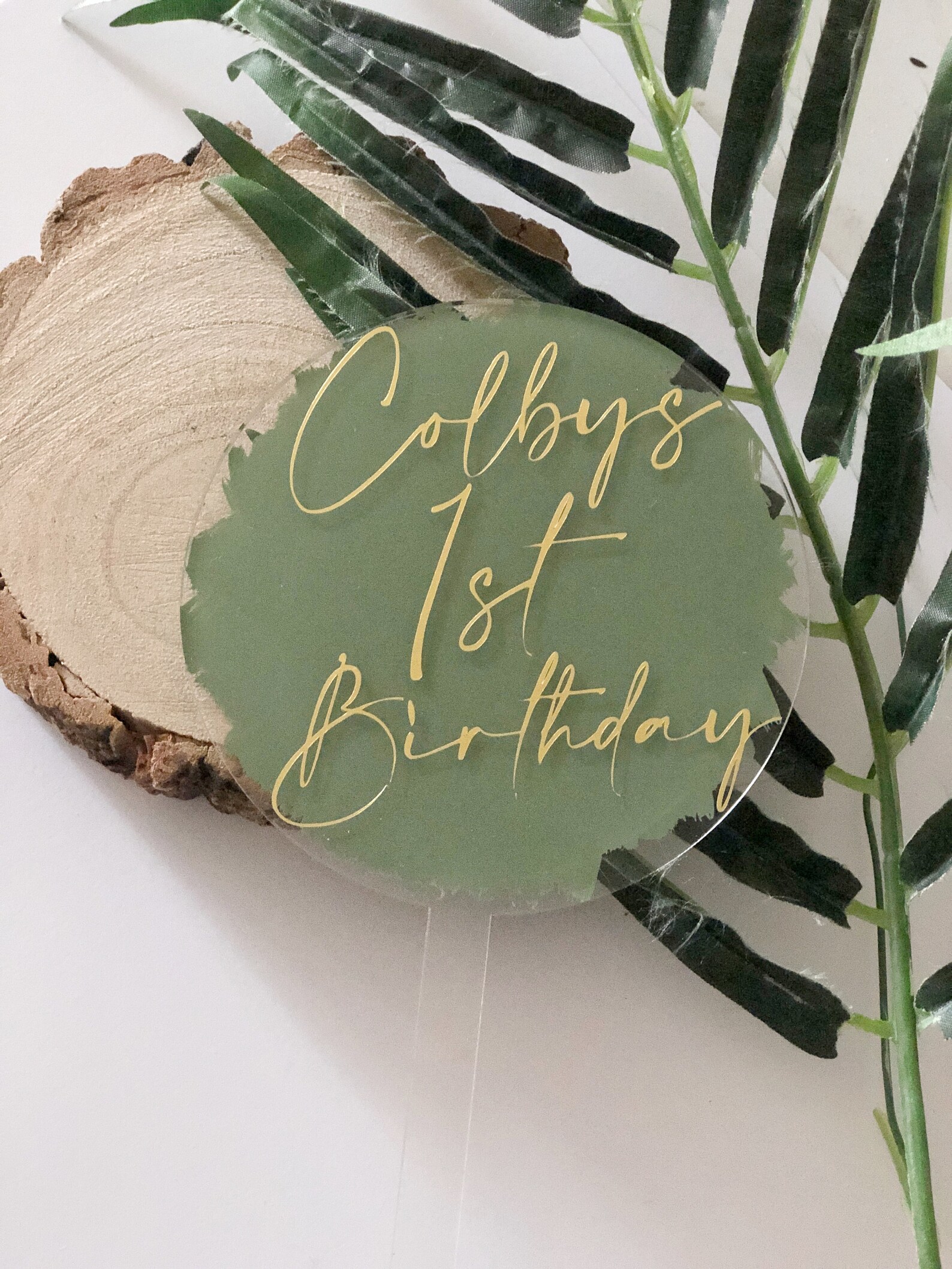 Acrylic Cake Topper Sage Green Cake Topper Baby Shower Cake - Etsy
