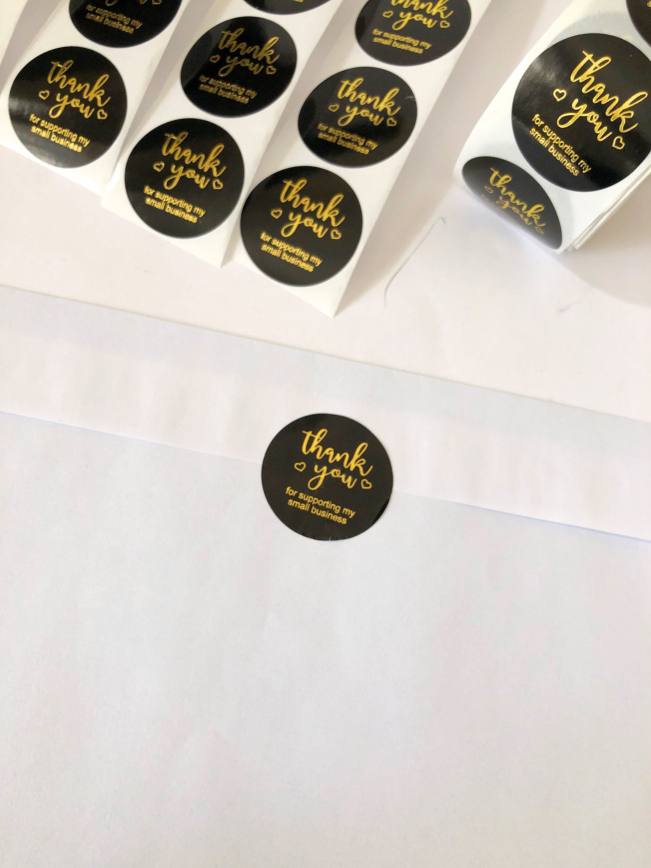 1.5 Inch Large Thank You Stickers Gold Foil and Black Business - Etsy