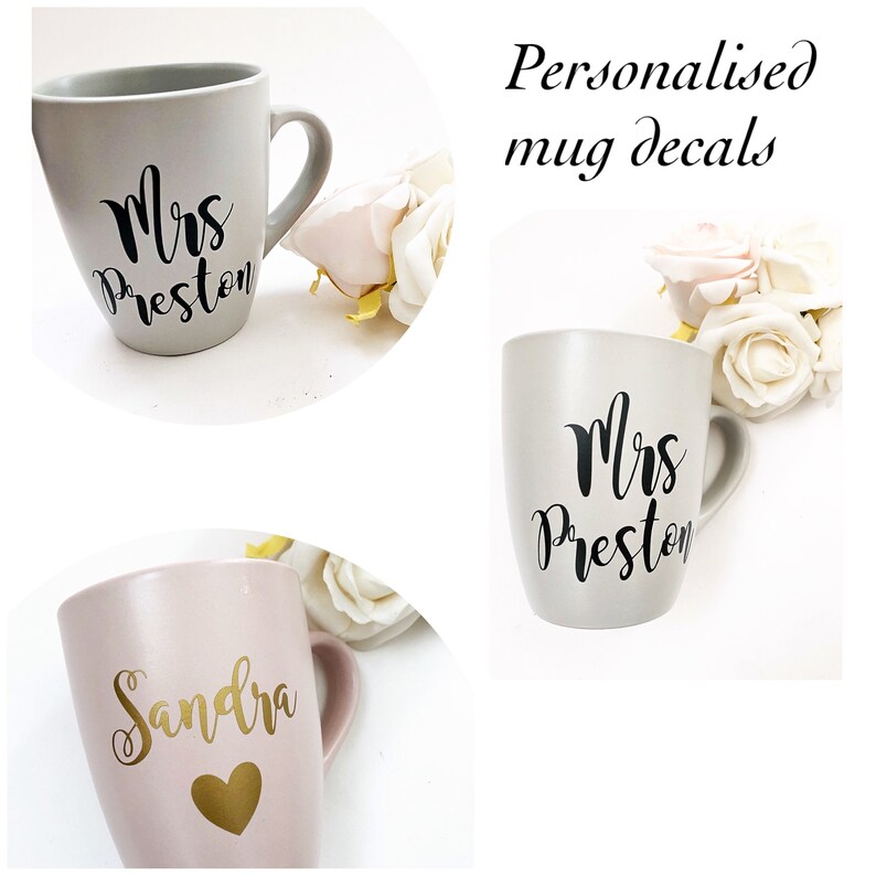 Mug Decal Water Bottle Decal Vinyl Custom Name Script Font - Etsy