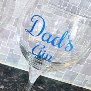 Personalised Gin Glass Decal, Father’s Day Gin Lglass Decal, Gin Glass ...