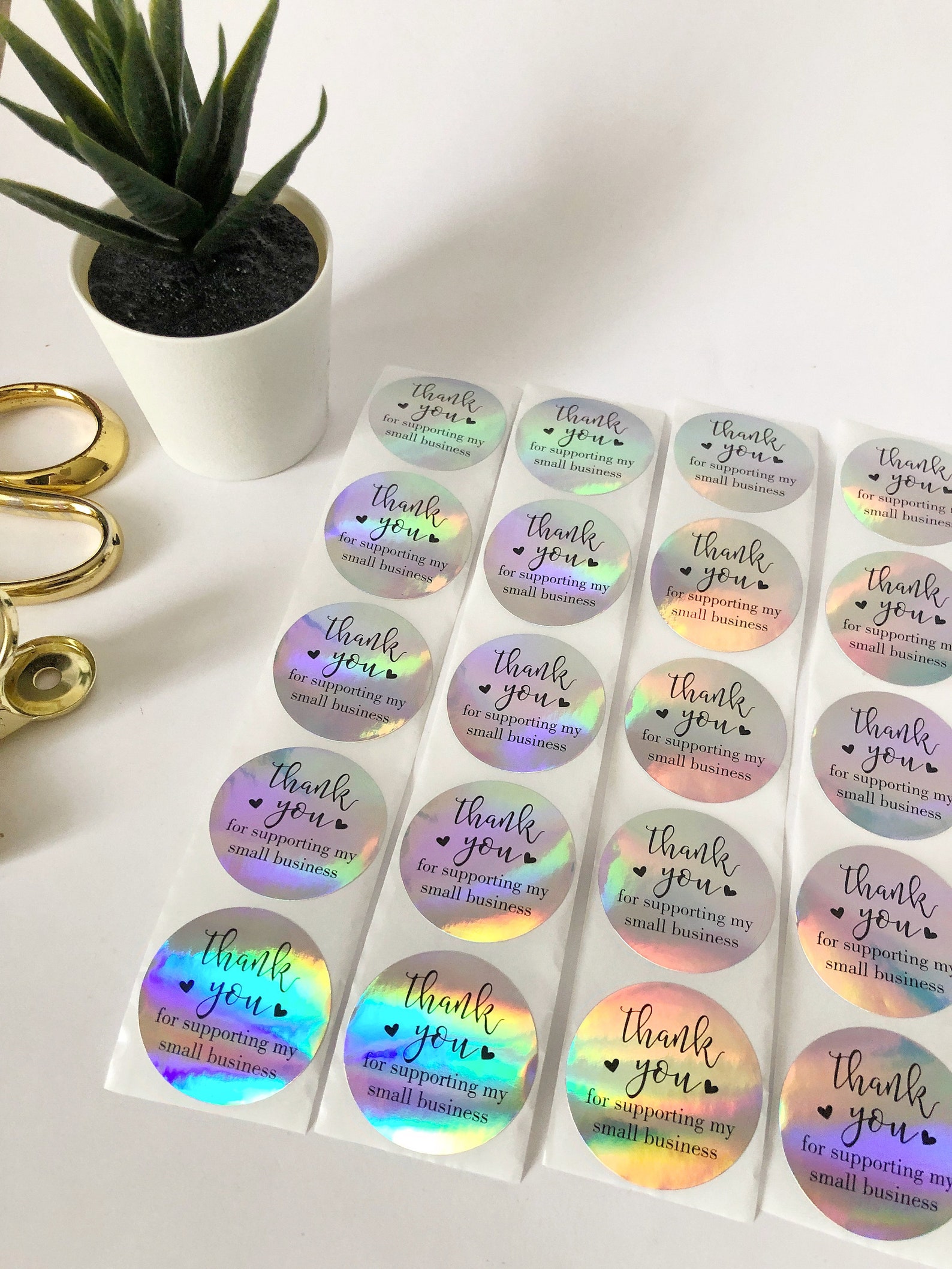 1.5 Inch Large Thank You Stickers Holographic Foil Business - Etsy