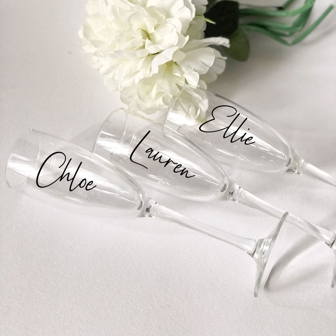 Personalised Champagne Flute Decal Personalised Labels Bridesmaids Gift ...
