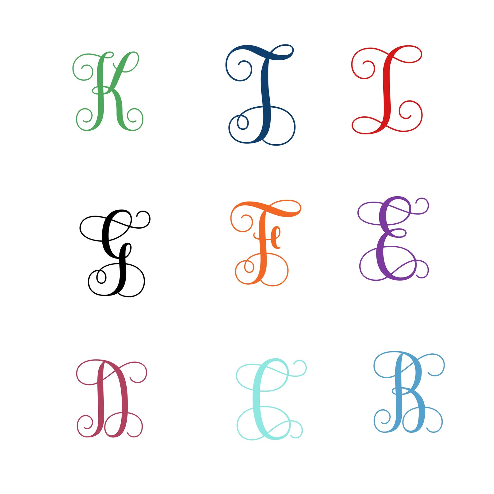 Monogram Name Decalsingle Letter Decal Script Font Letters - Etsy