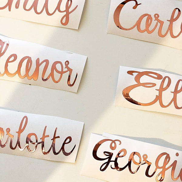 Rose Gold Name Labels - Etsy